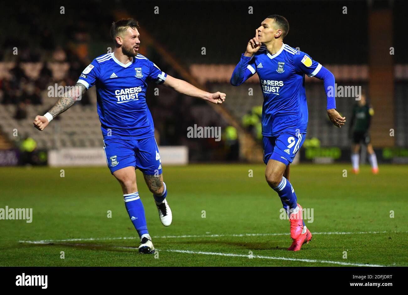 Ipswich Town's Kayden Jackson (right) celebrates scoring his side's ...