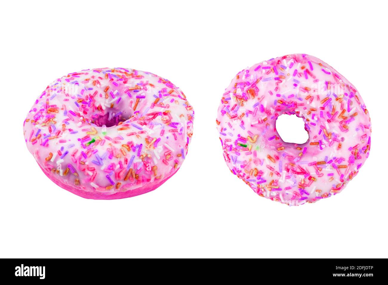 Sweet pink donut isolated on white background. Fresh donut covered in ...