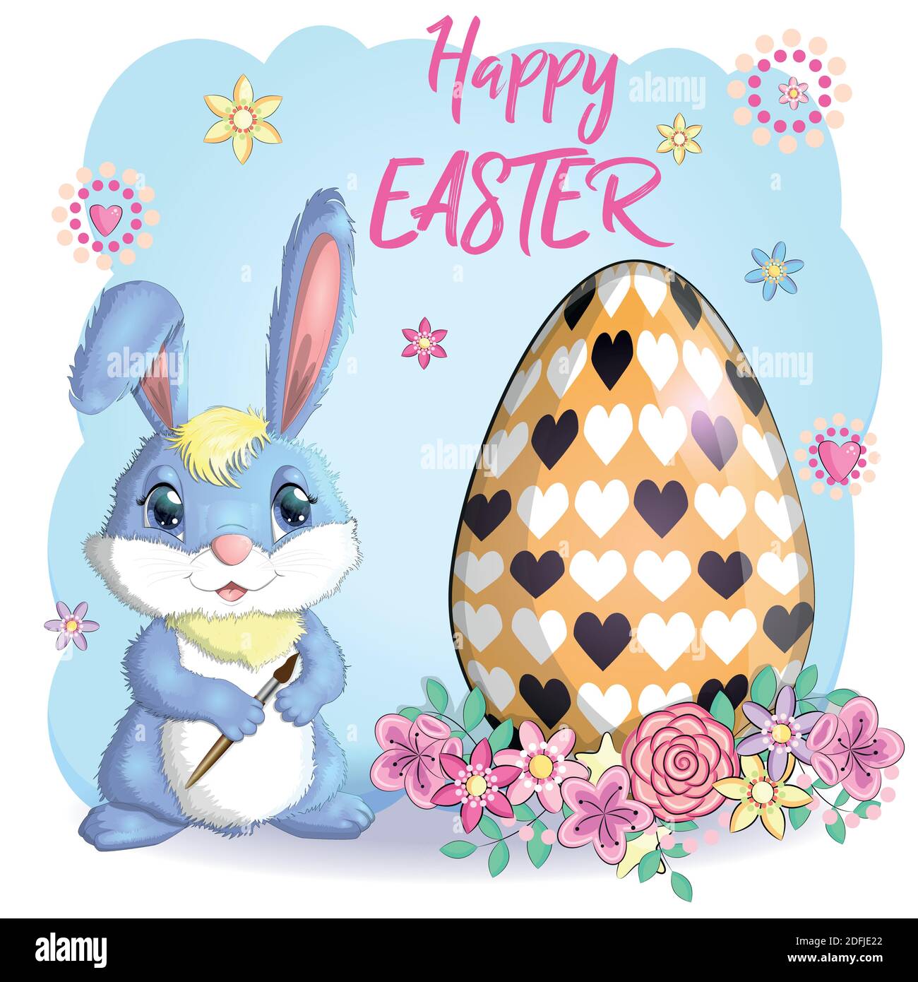 Easter bunny rabbit cartoon character with easter egg Stock Vector ...
