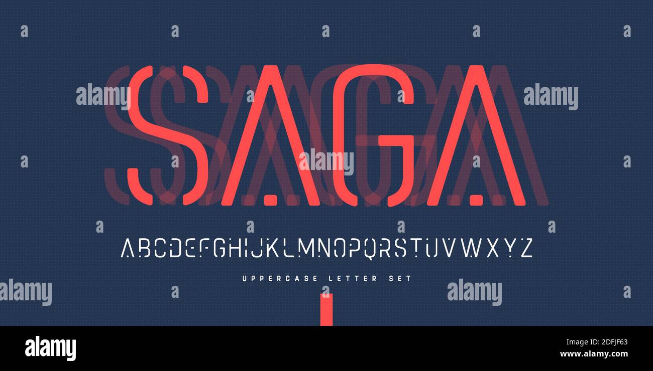 Vector rounded linear sans uppercase letter set, alphabet, typography ...