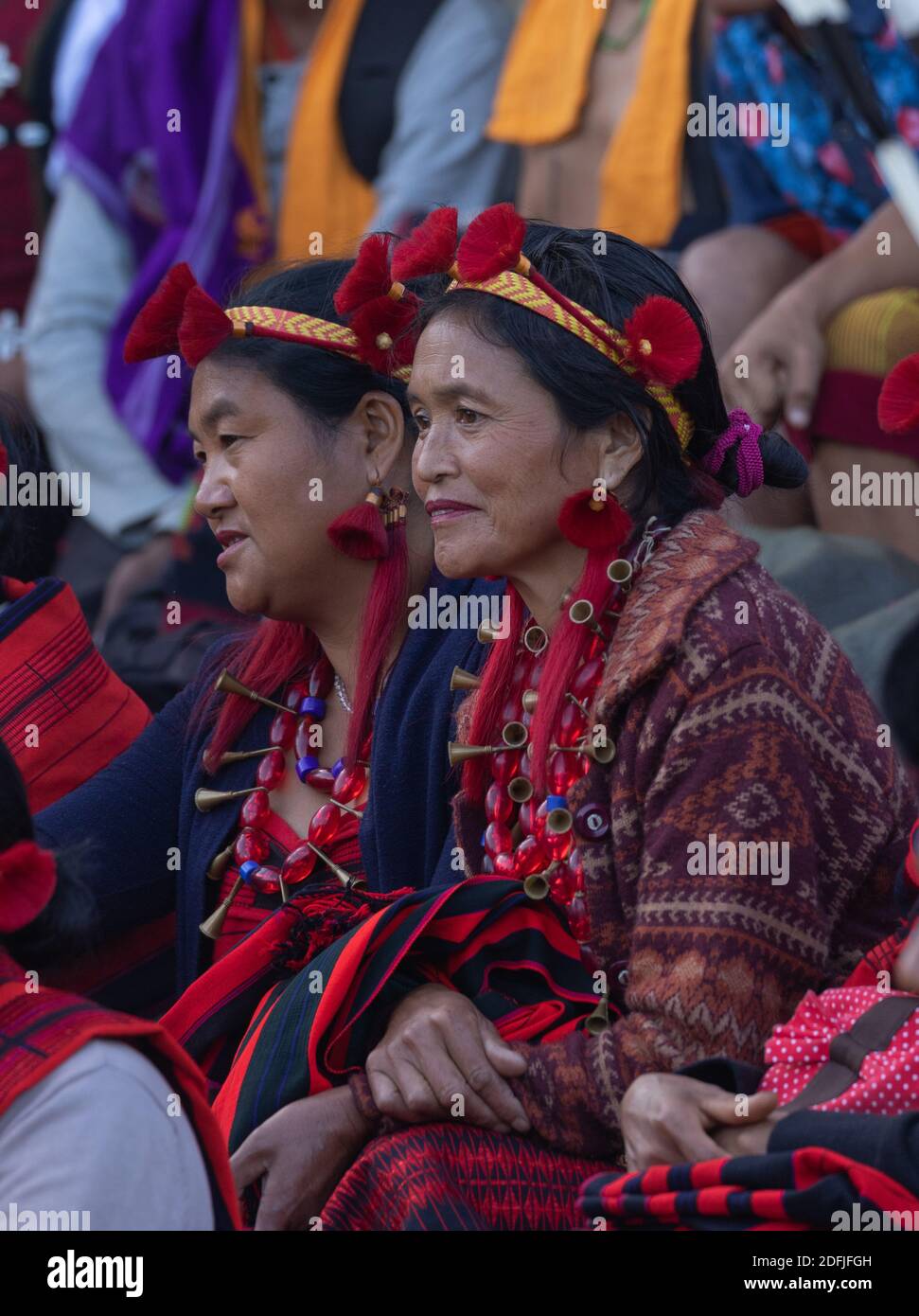 Portrait of a beautiful tribal Naga women dressed in tribal attire at ...