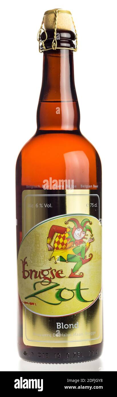 Large bottle of Brugse Zot beer isolated on a white background Stock ...