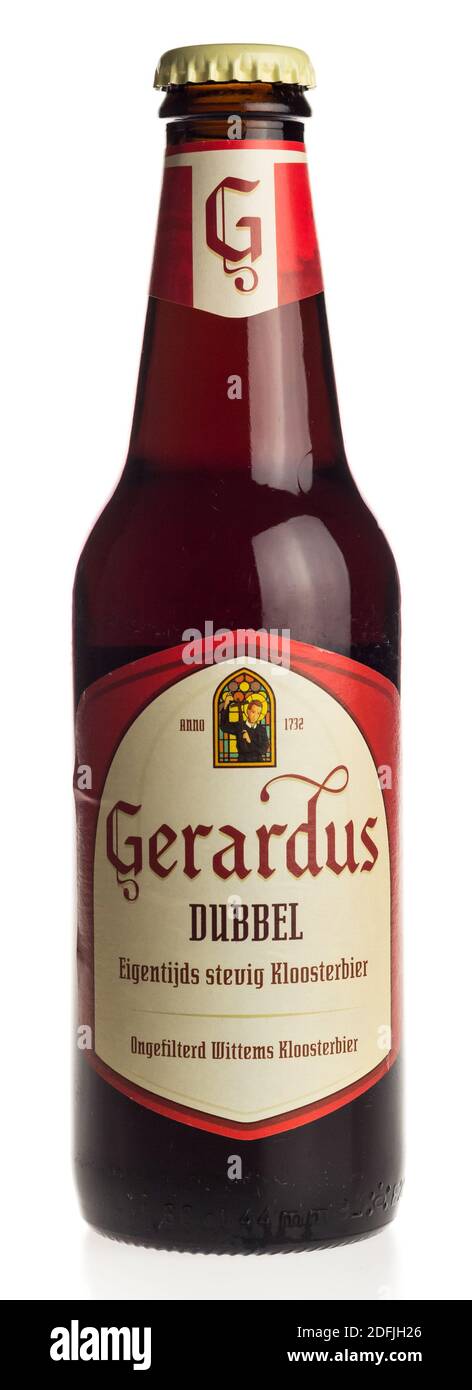 Bottle of Gerardus Dubbel beer isolated on a white background Stock ...