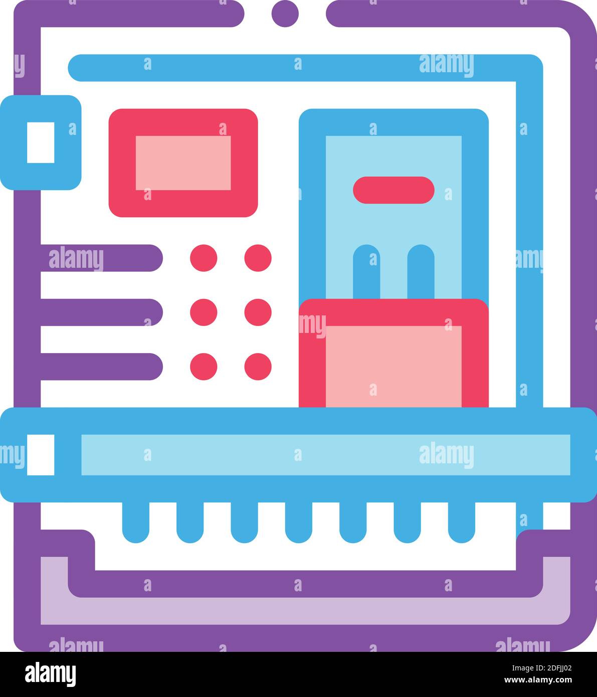 back of computer system with ports color icon vector illustration Stock ...