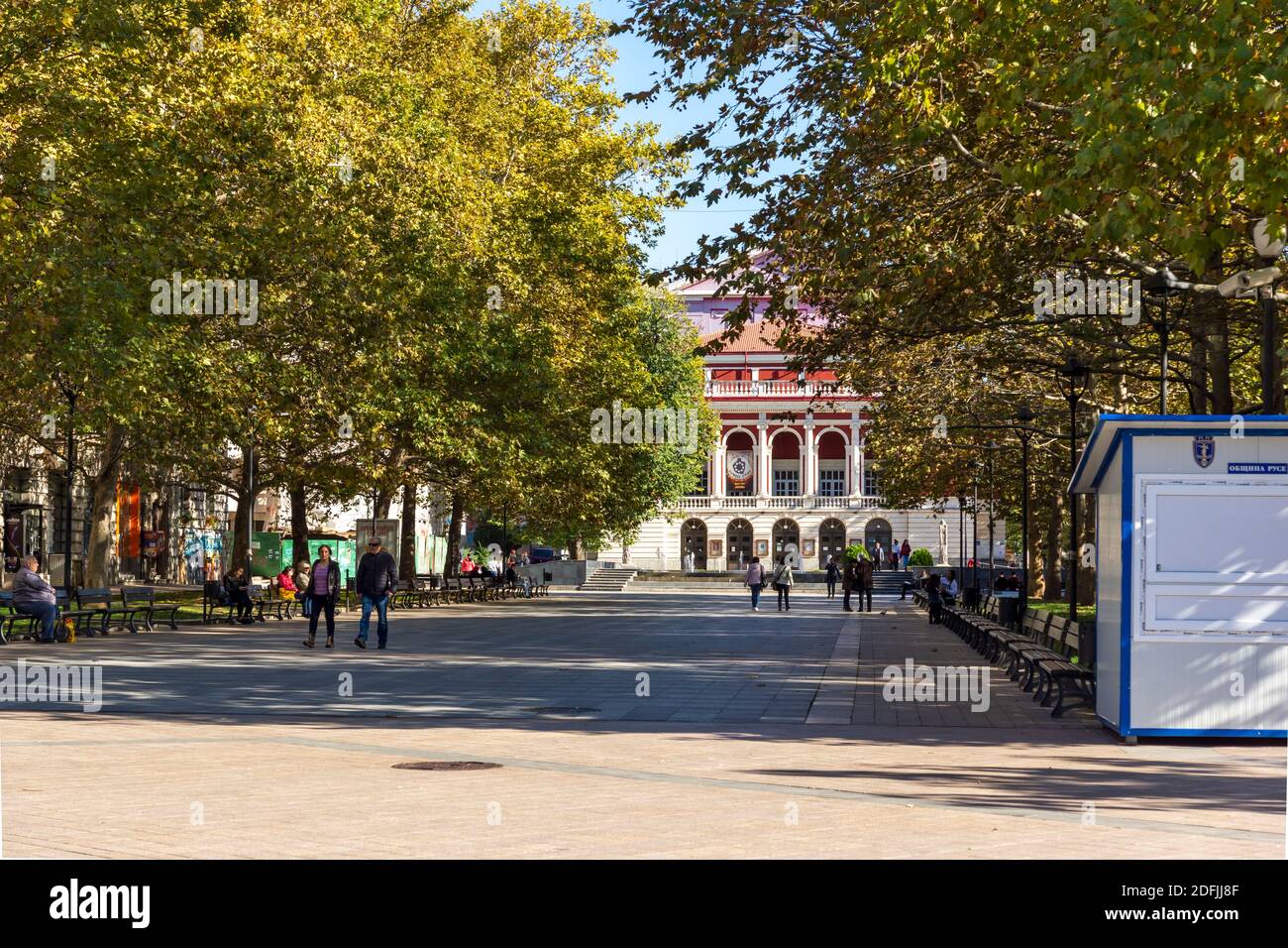 RUSE, BULGARIA -NOVEMBER 2, 2020: State Opera at the center of city of ...