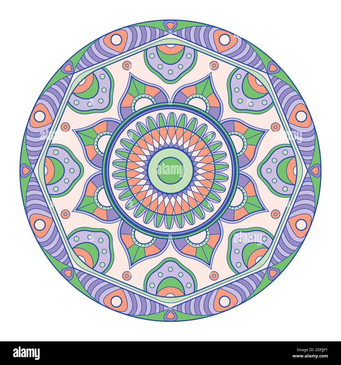 Mandala vector. A symmetrical round color ornament. Ethnic draw Stock ...