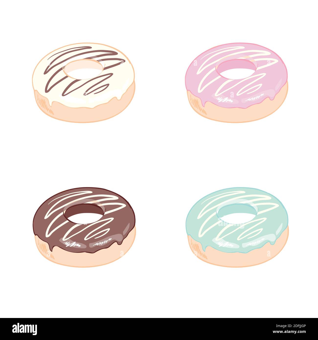 Donut set with sprinkles isolated on white background. Doughnut ui ...