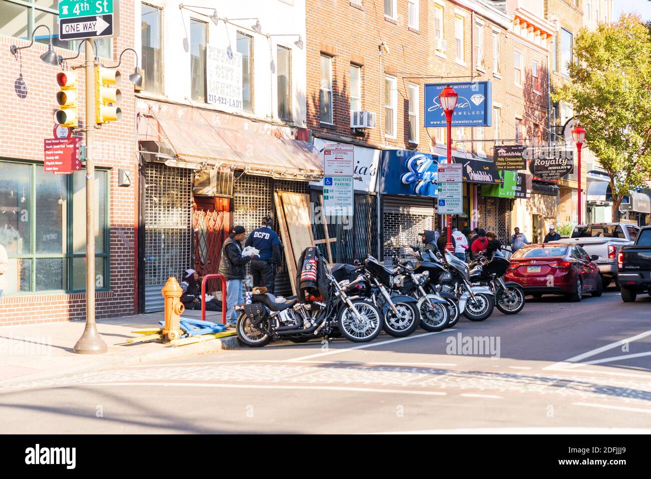Motorcycles Parked In South Street Philadelphia During the COVID-19 ...