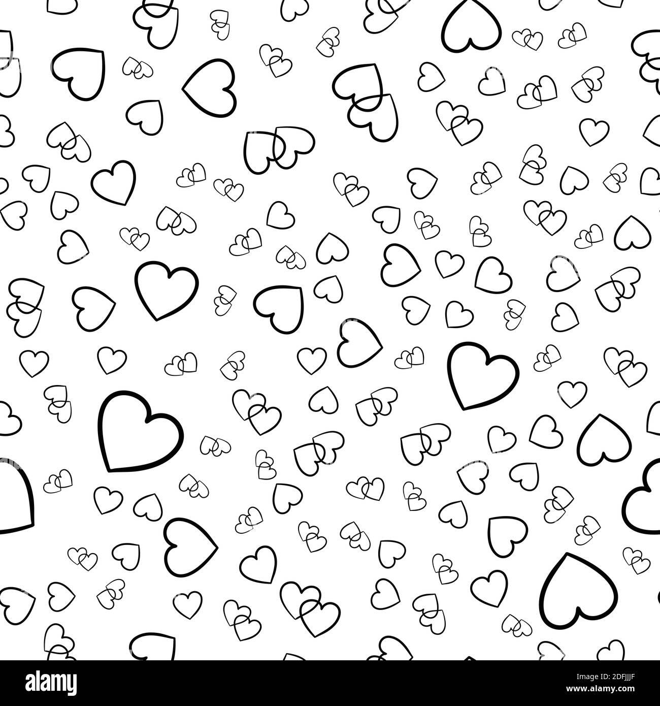 Doodle hearts black white Stock Vector Images - Alamy