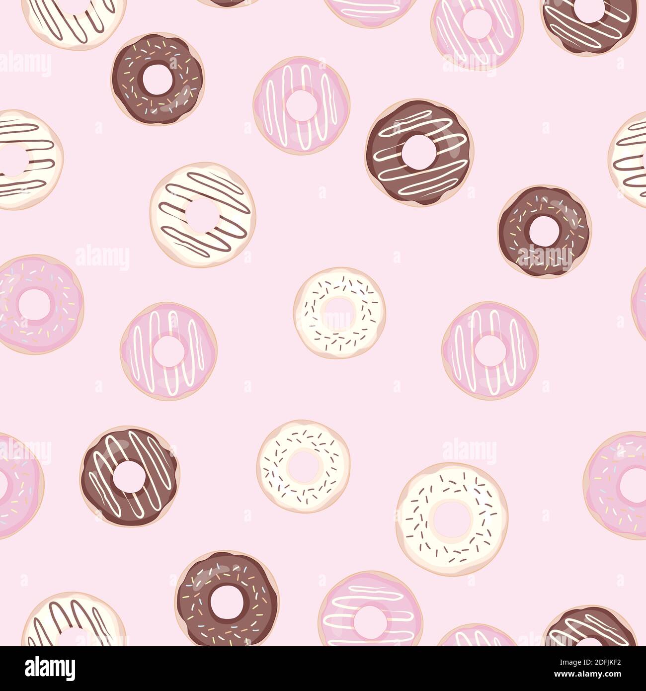 Hand drawn donut seamless pattern. Pastry illustration. Vector bakery ...