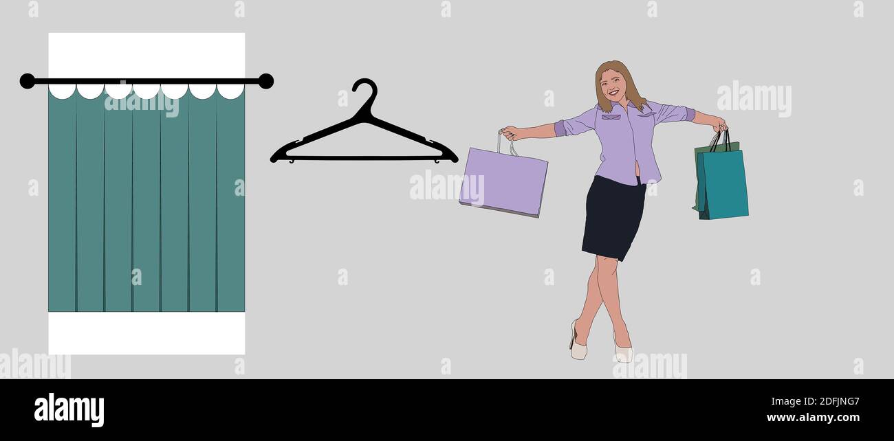 shopping, fitting room, hanger flat icon Stock Photo - Alamy