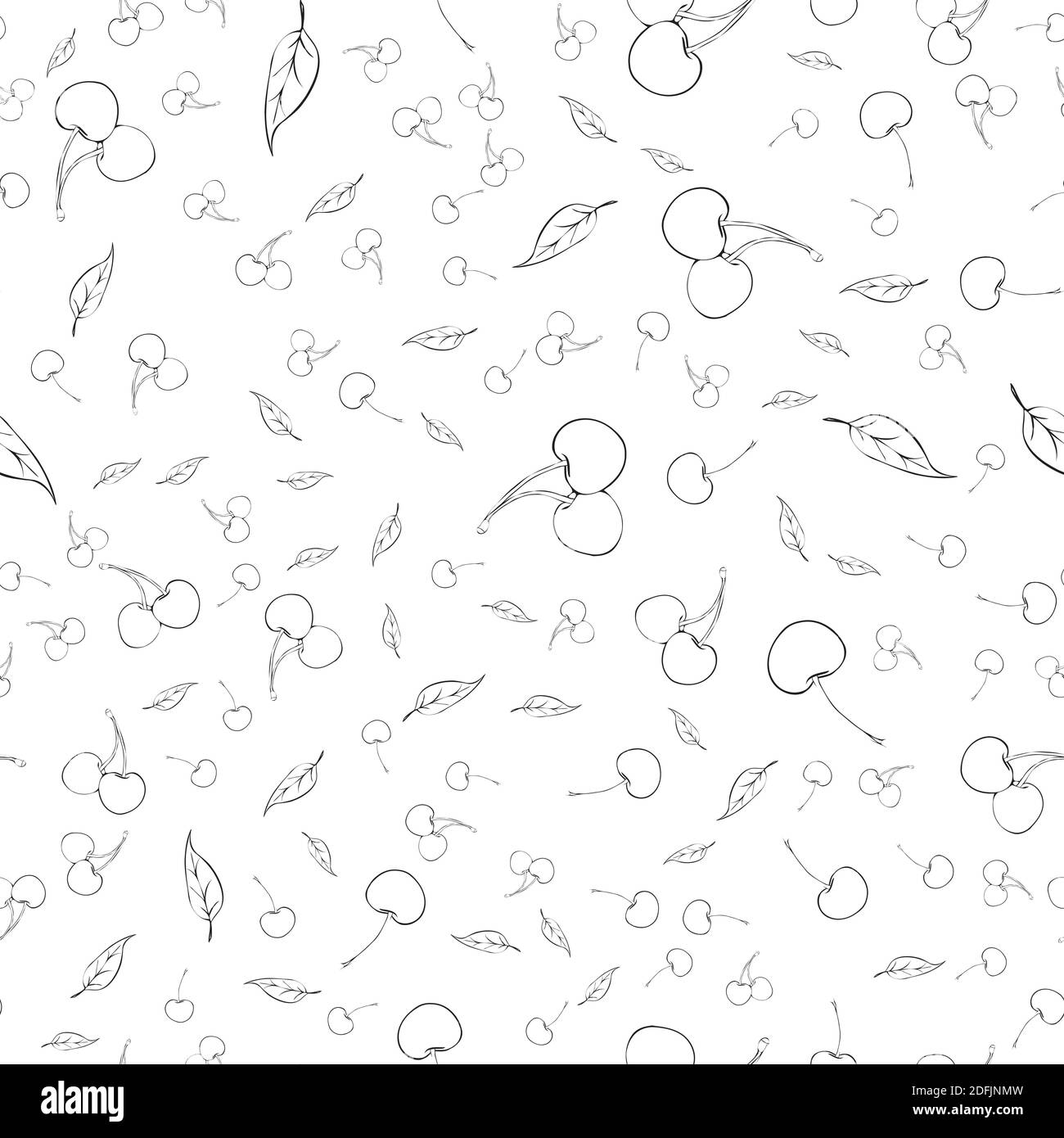 Cute hand drawn cherry seamless pattern. Design is good for printing ...