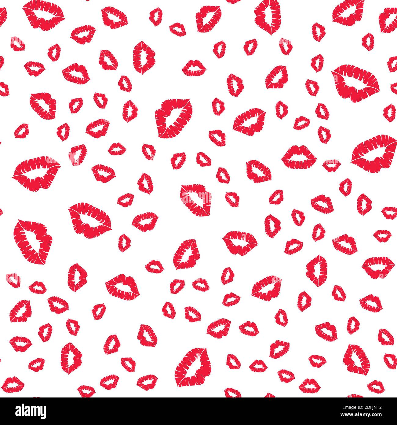 Seamless pattern with a lipstick kiss prints on white background ...