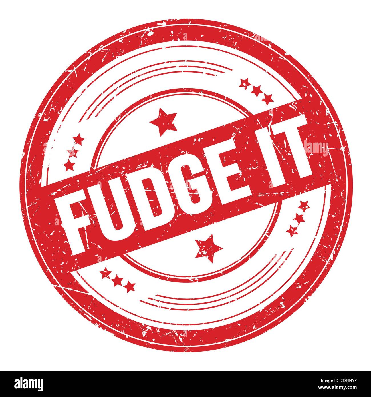 FUDGE IT text on red round grungy texture stamp Stock Photo - Alamy