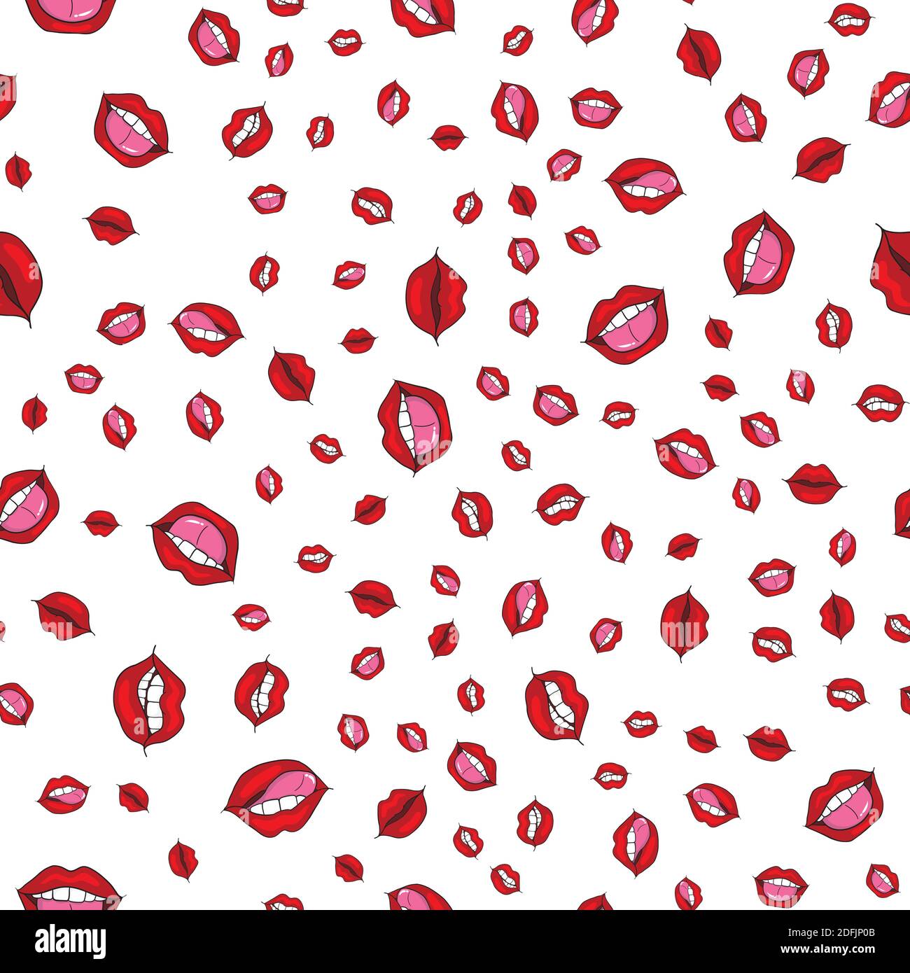 Seamless pattern with a lipstick kiss prints on white background. Vector background Stock Vector ...