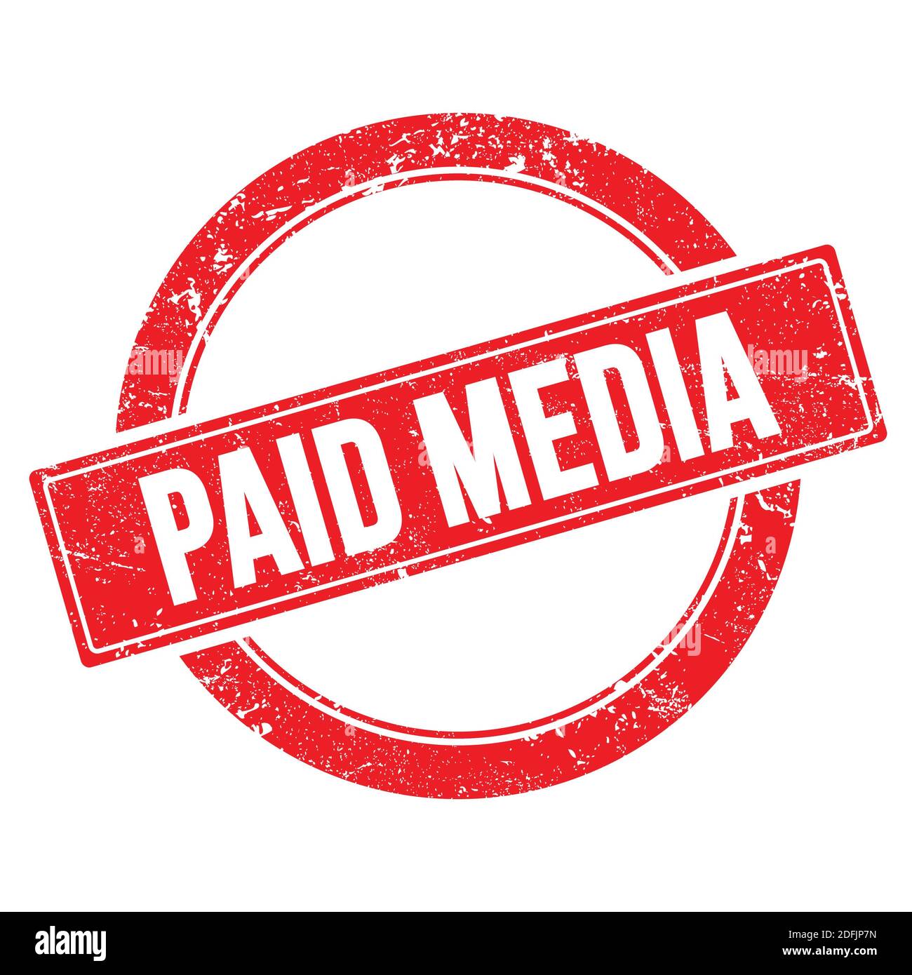 PAID MEDIA text on red grungy round vintage stamp Stock Photo - Alamy