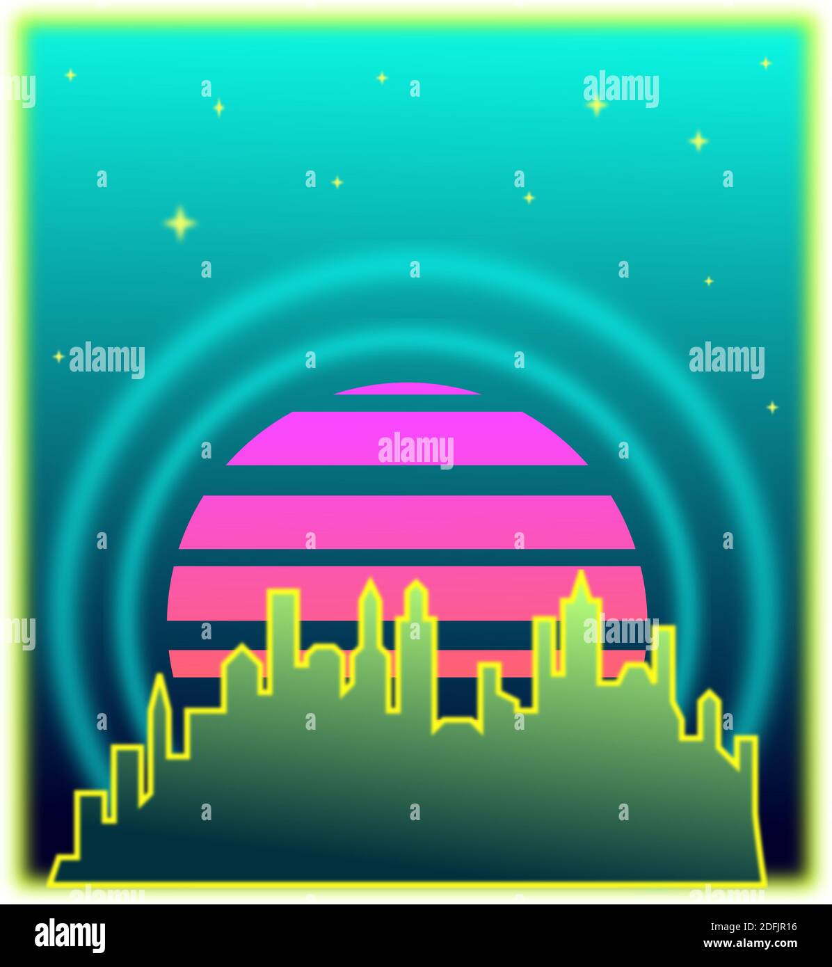 City skyline background with sunset Stock Photo - Alamy