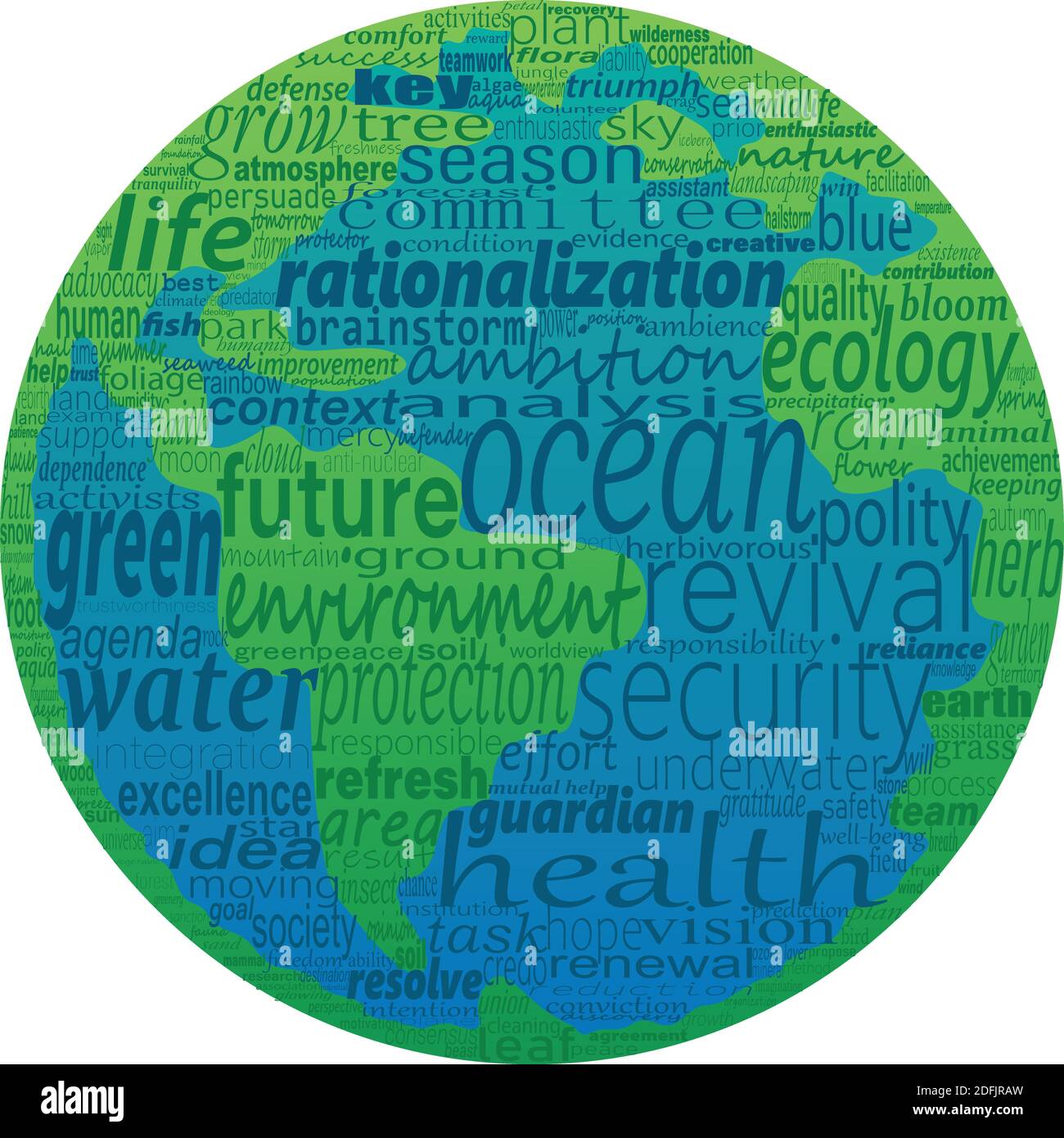 Earth shape with greenpeace concept words isolated on white background ...