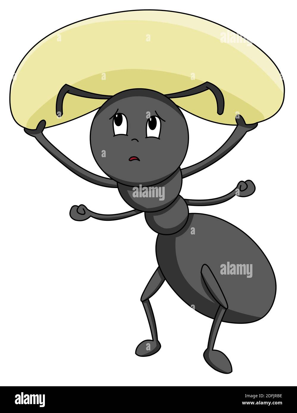 black ant with food on head cartoon isolated with white background ...