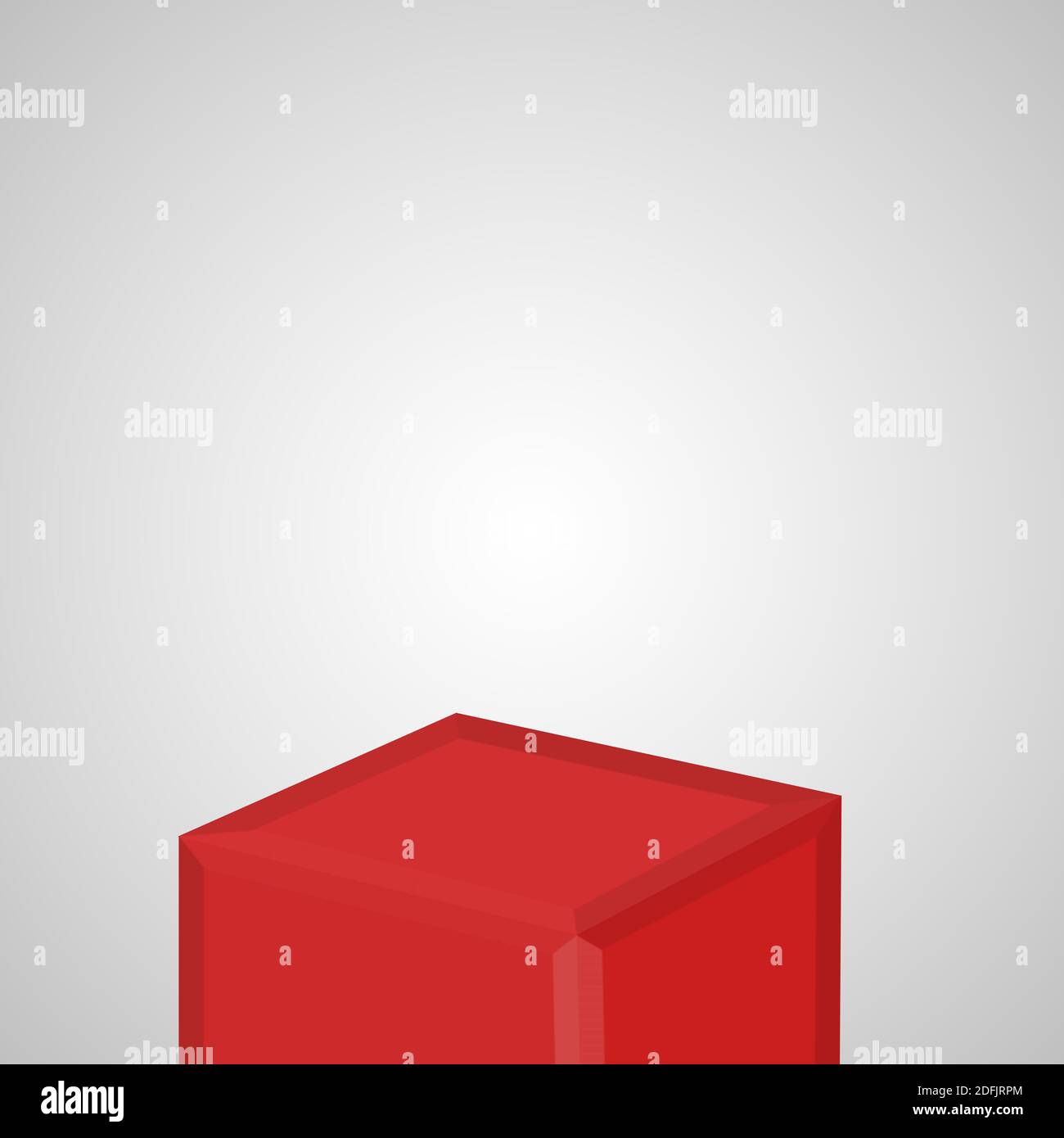 Red cube present on white for product scene or object presentation. 3D ...