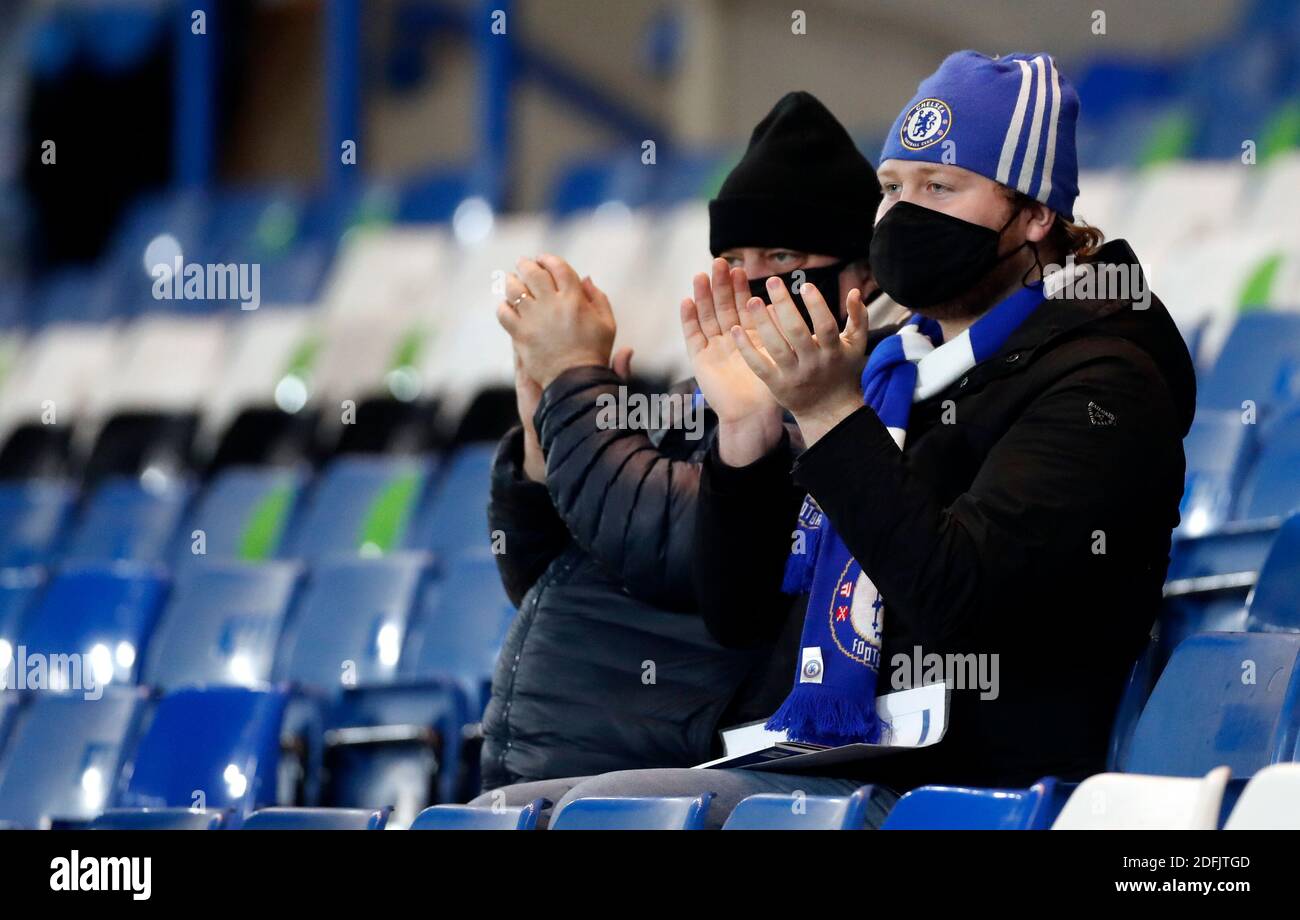 Chelsea fans in the stands prior to the Premier League match at ...
