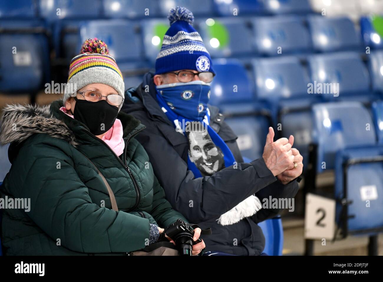 Chelsea fans in the stands prior to the Premier League match at ...