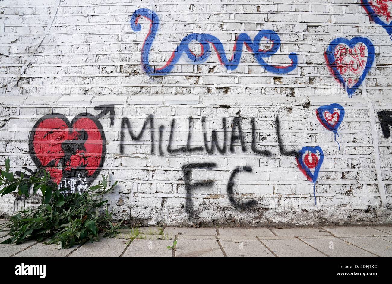 Millwall themed graffiti near the ground before the Sky Bet ...