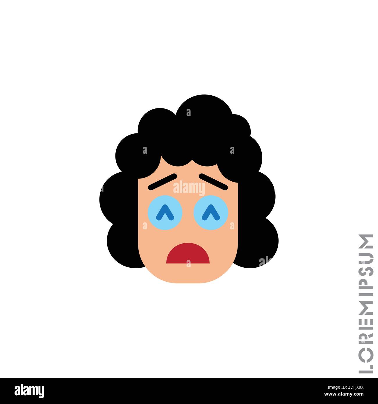 Sad Give Up Tired Emoticon girl, woman Icon Vector Illustration. Style ...