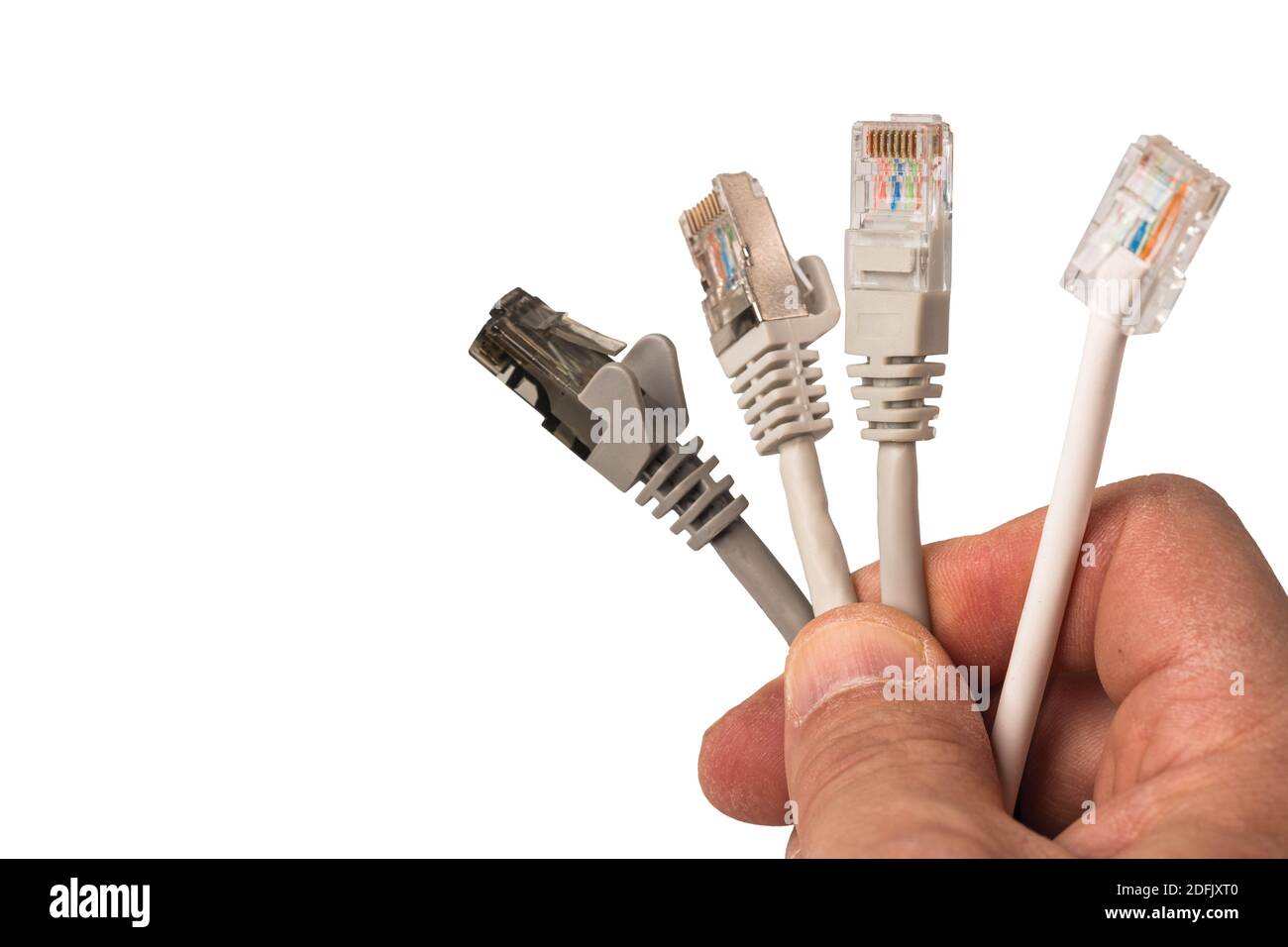 Close up view of cable network connection, internet communication and ...