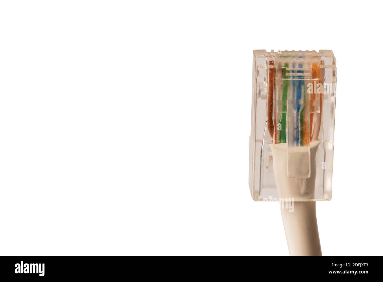 Close up view of cable network connection, internet communication and ...