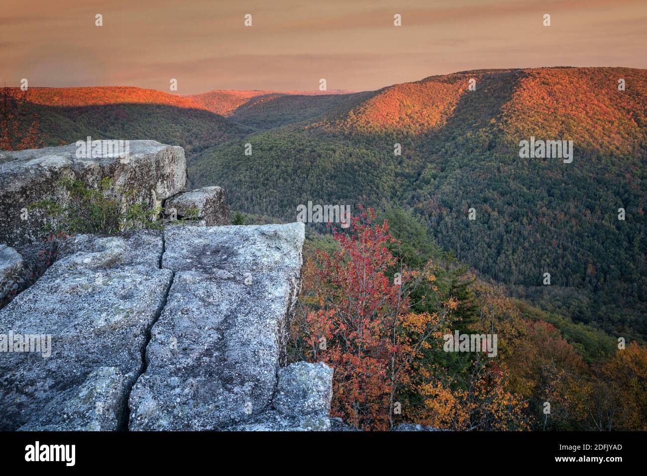 Sunset light at Table Rock in Blackwater Falls State Park near Davis ...