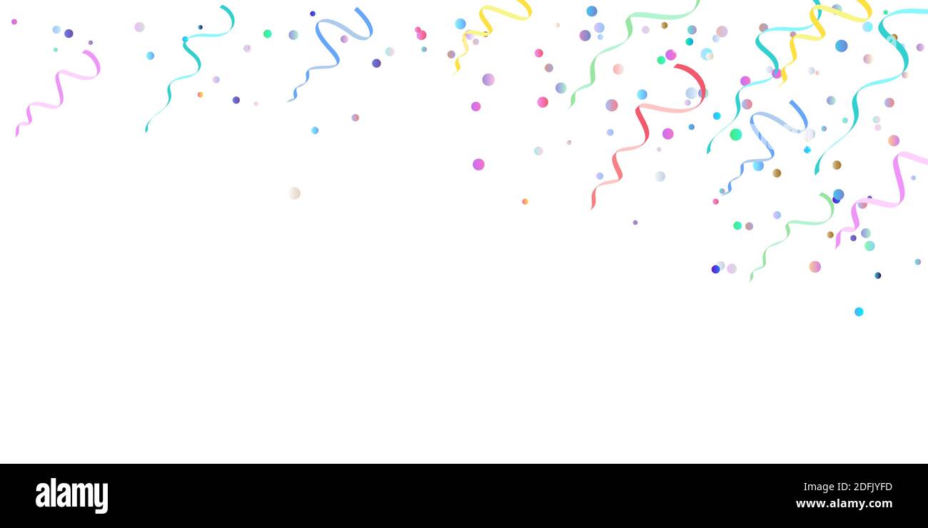 Horizontal pattern of falling festive pleasing multi colored ribbon ...