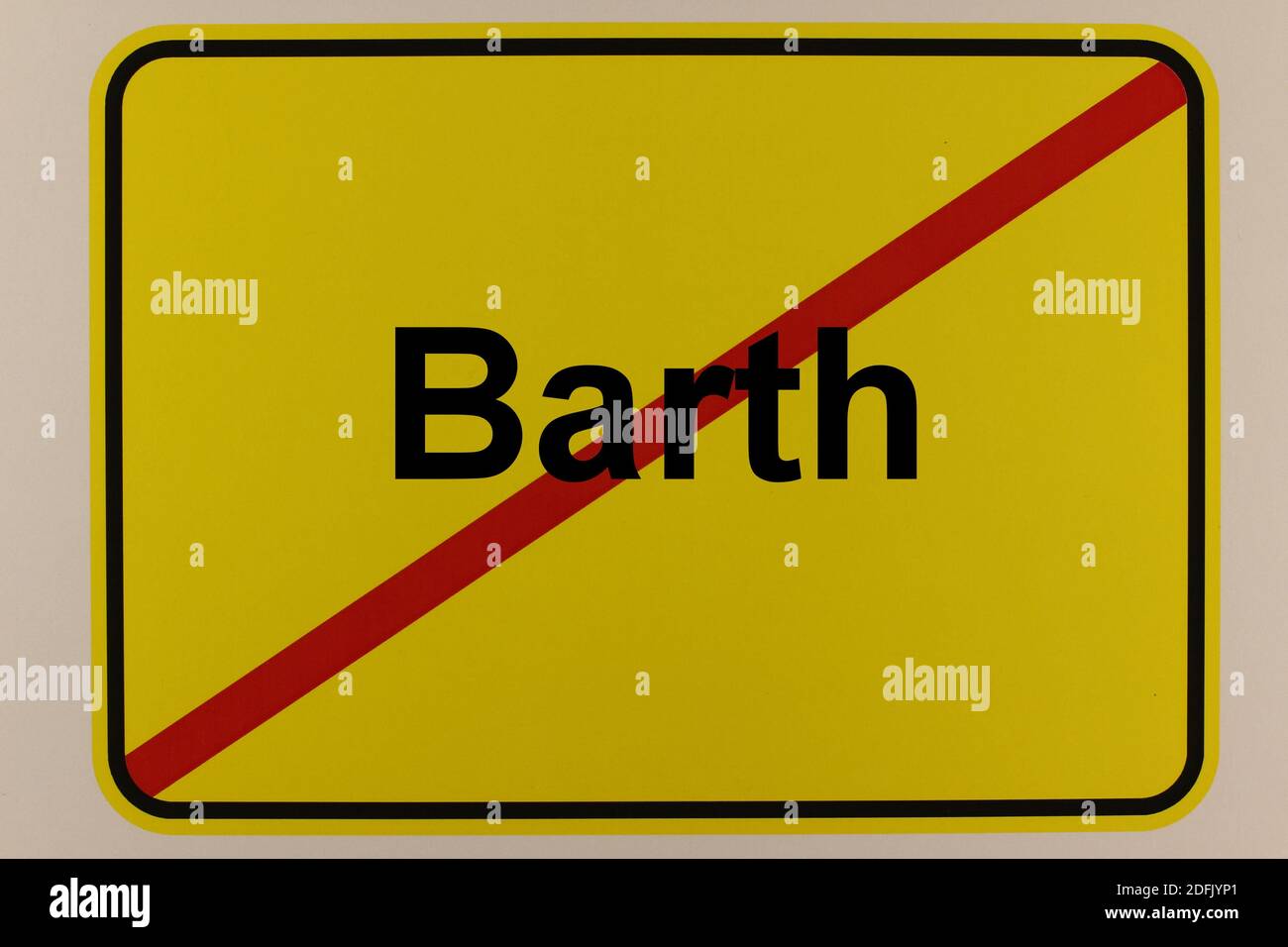 Illustration eines Stadteingangsschildes der Stadt Barth in Mecklenburg ...