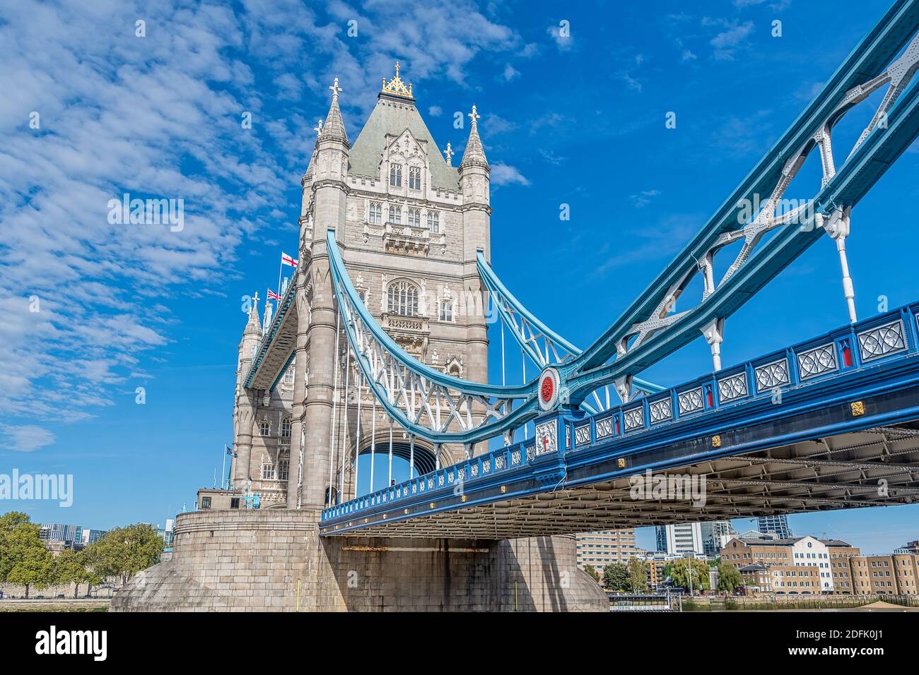 Side view of Tower Bridge in london Stock Photo - Alamy