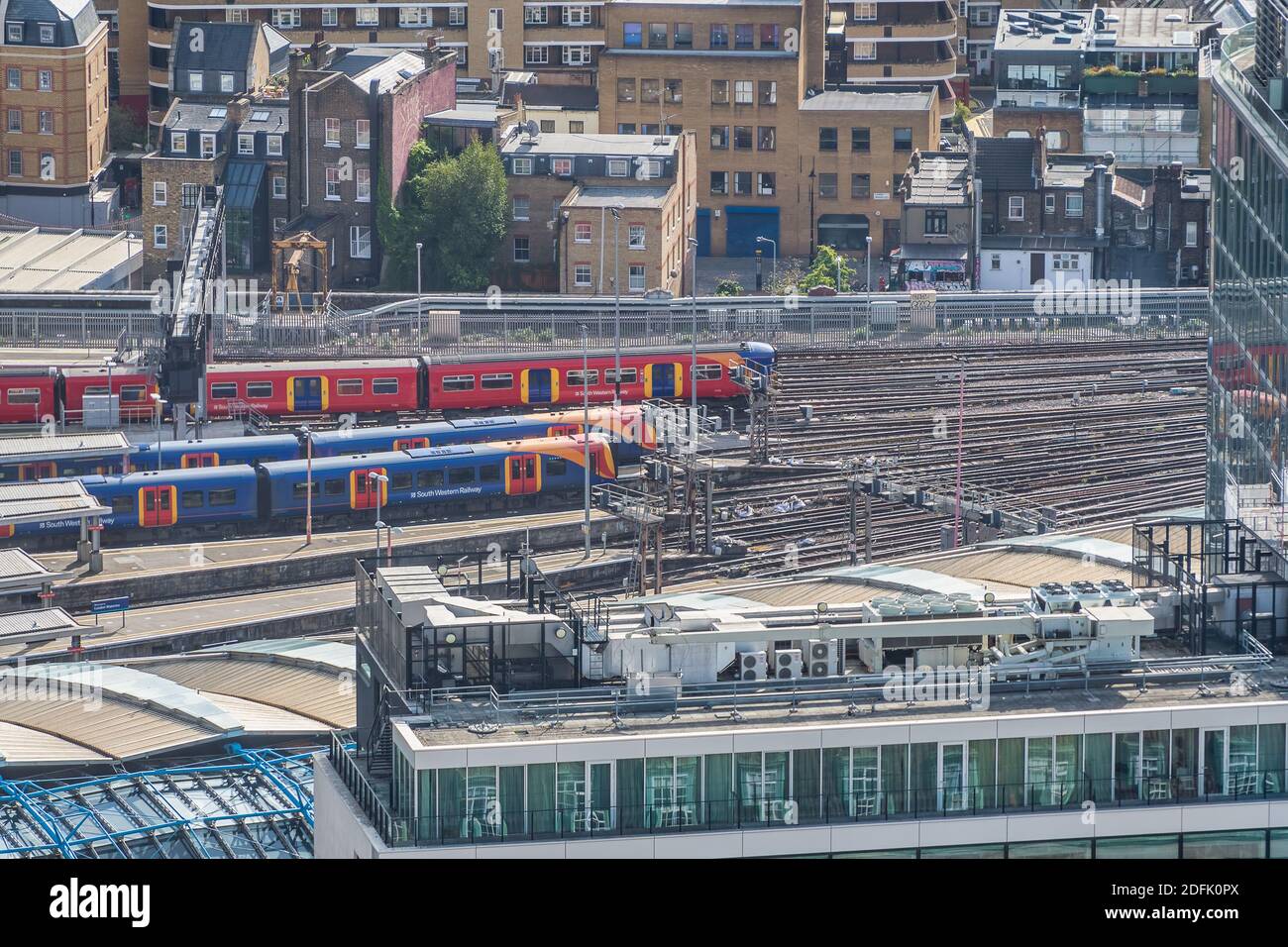 LONDON, UNITED KINGDOM - SEPTEMBER 29th 2020: Aerial view of Waterloo ...