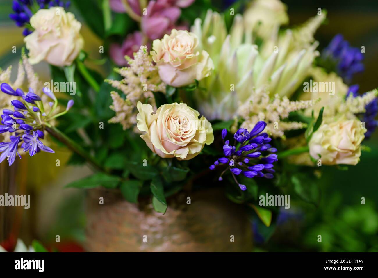 flower centre in a flower shop with roses Stock Photo - Alamy