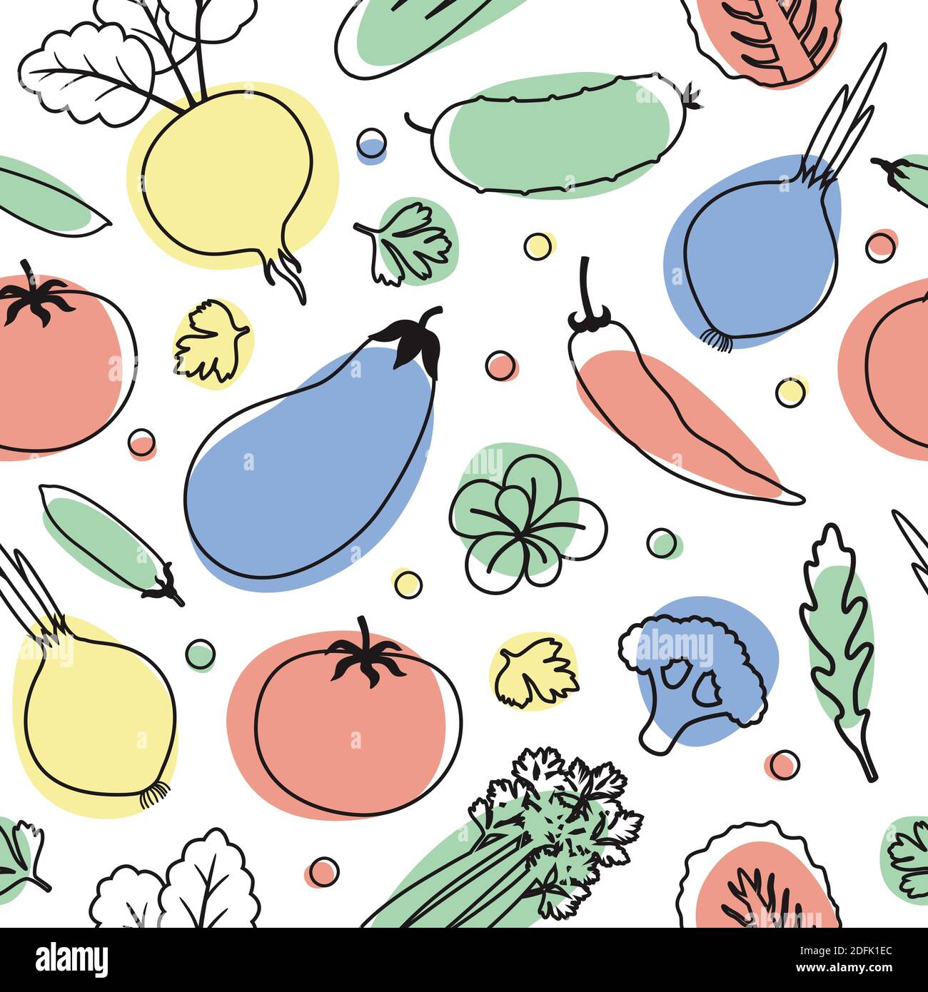 Vegetables seamless pattern. Linear graphic. Vegetables background ...