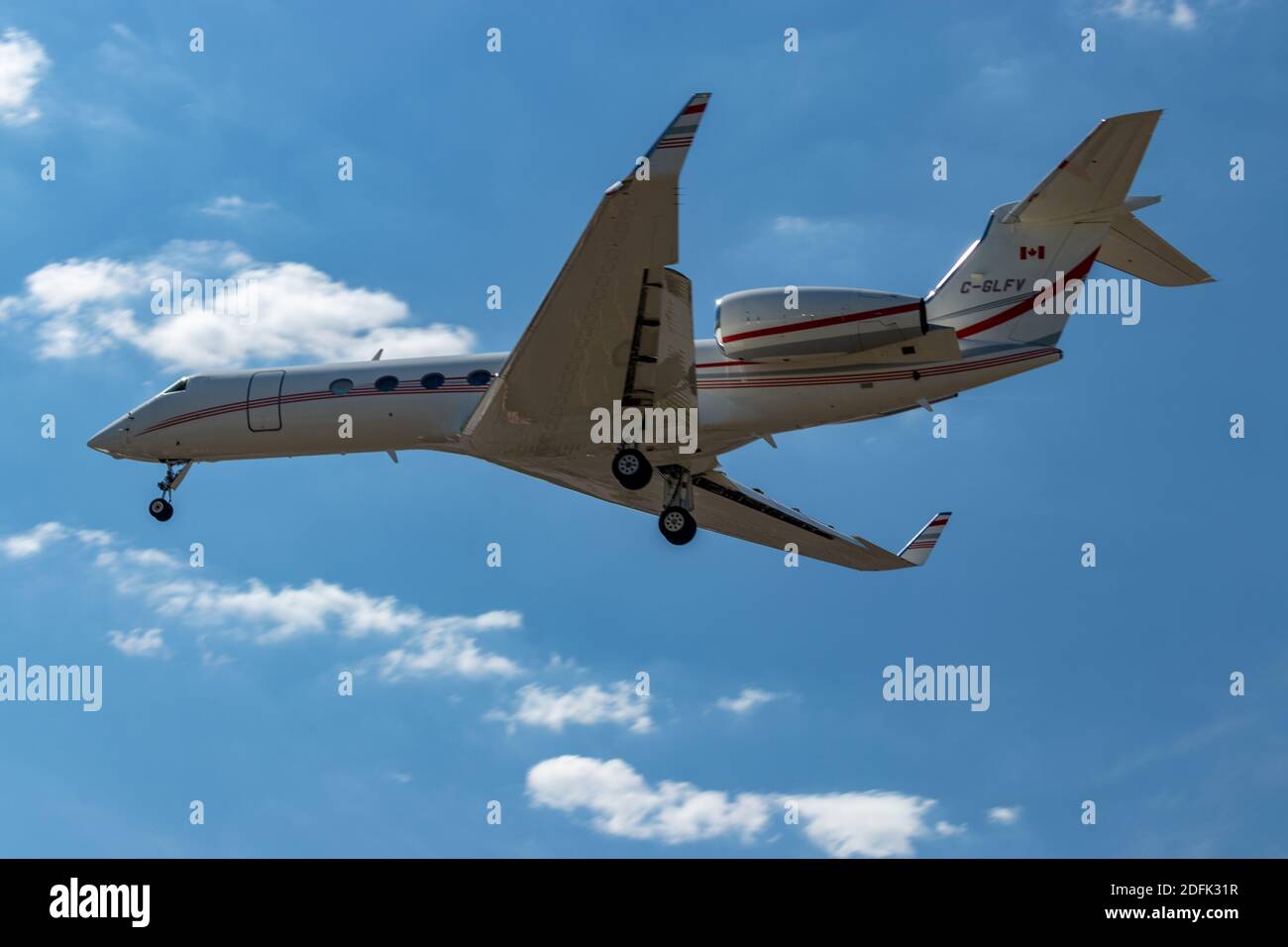 Toronto, Ontario, Canada - June 22, 2019. Large private jet making an ...