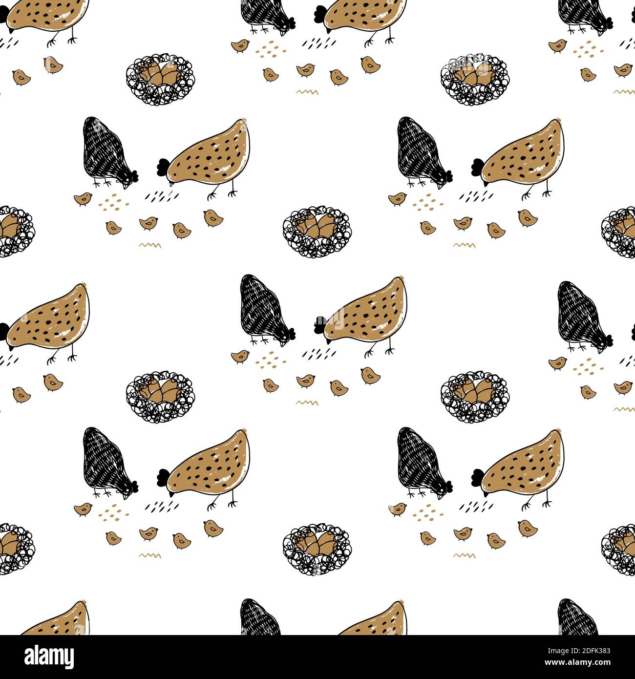 Vintage set of hens. Easter background with chicken. Hand drawn vector ...