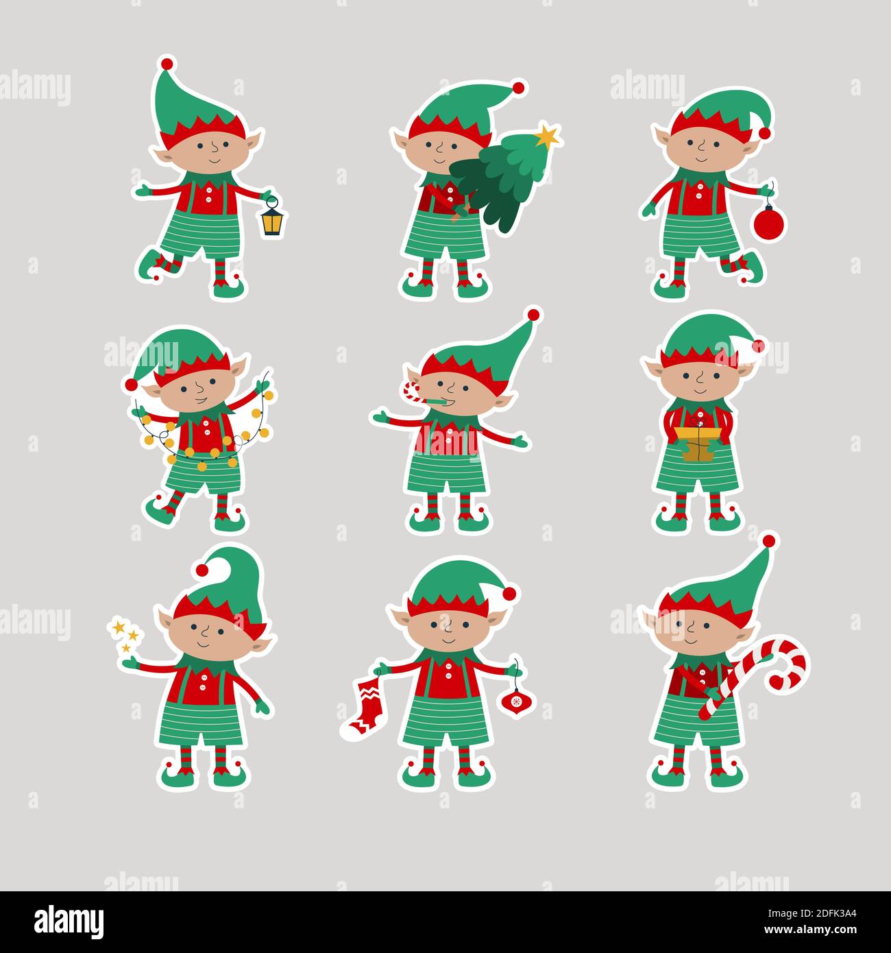 Santa elves illustration Stock Vector Images - Alamy