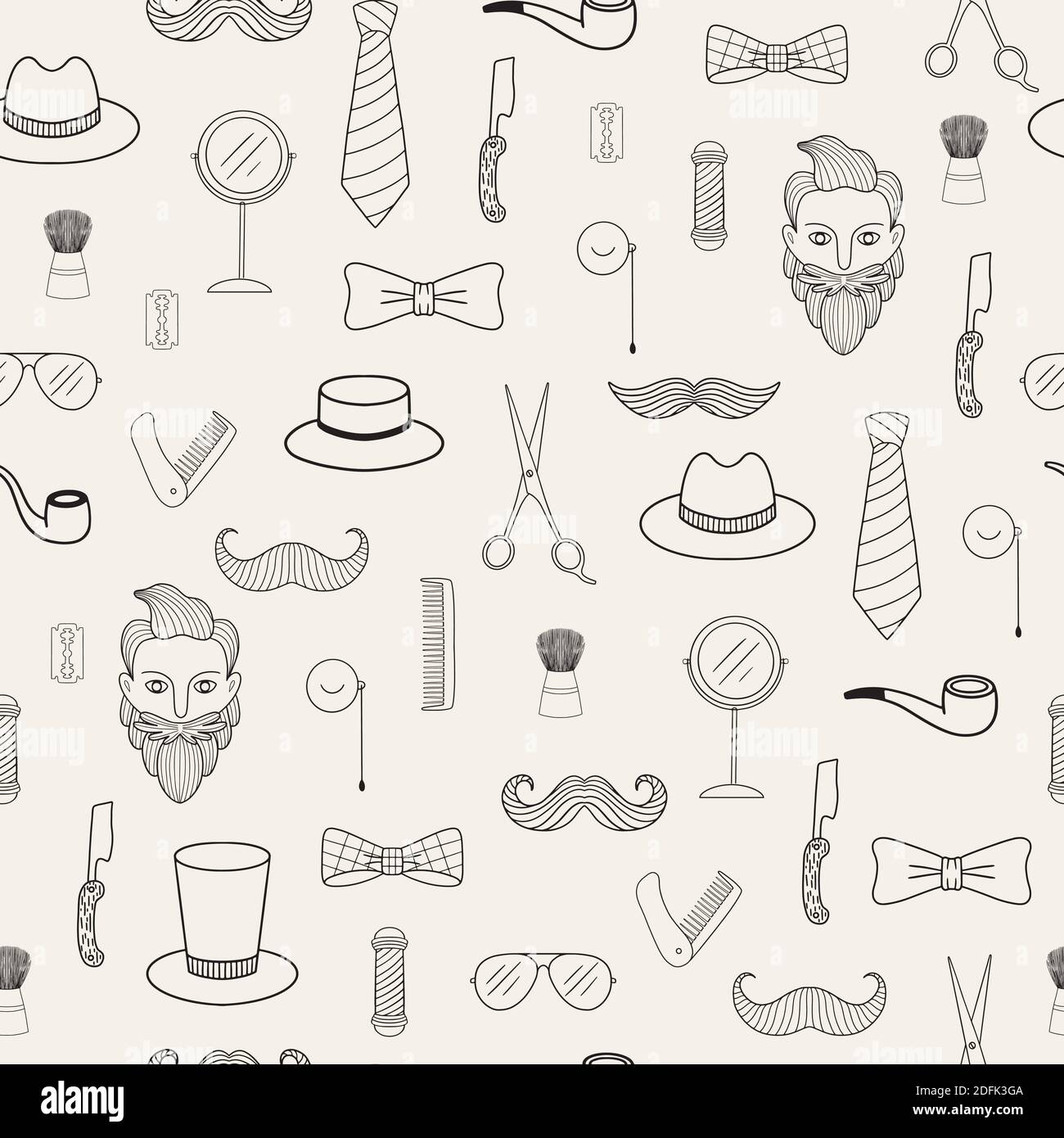 Seamless pattern with different barbershop tools and man hairstyle. Can ...