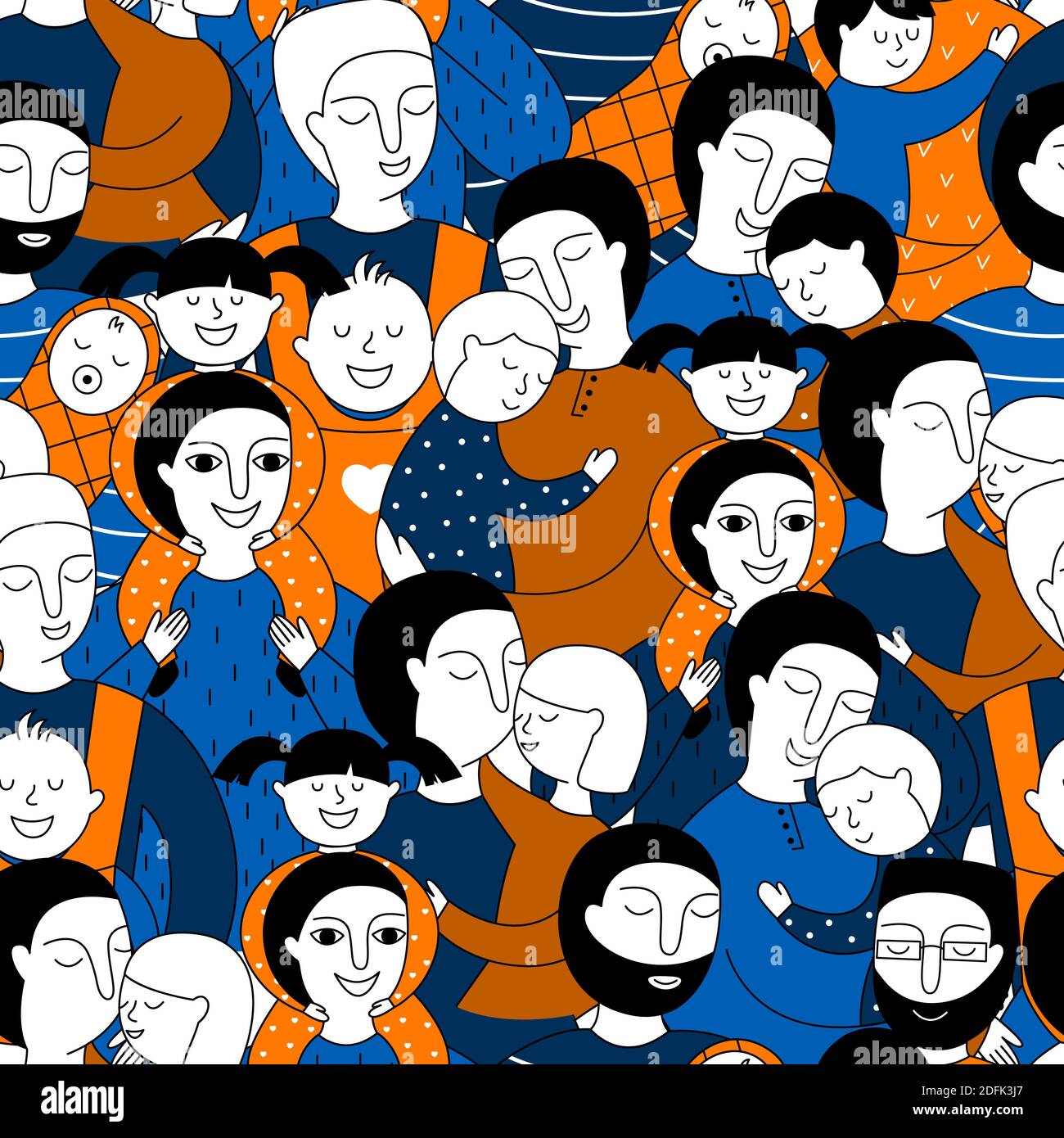 Happy father's day seamless pattern. Dad with baby vector hand drawn ...