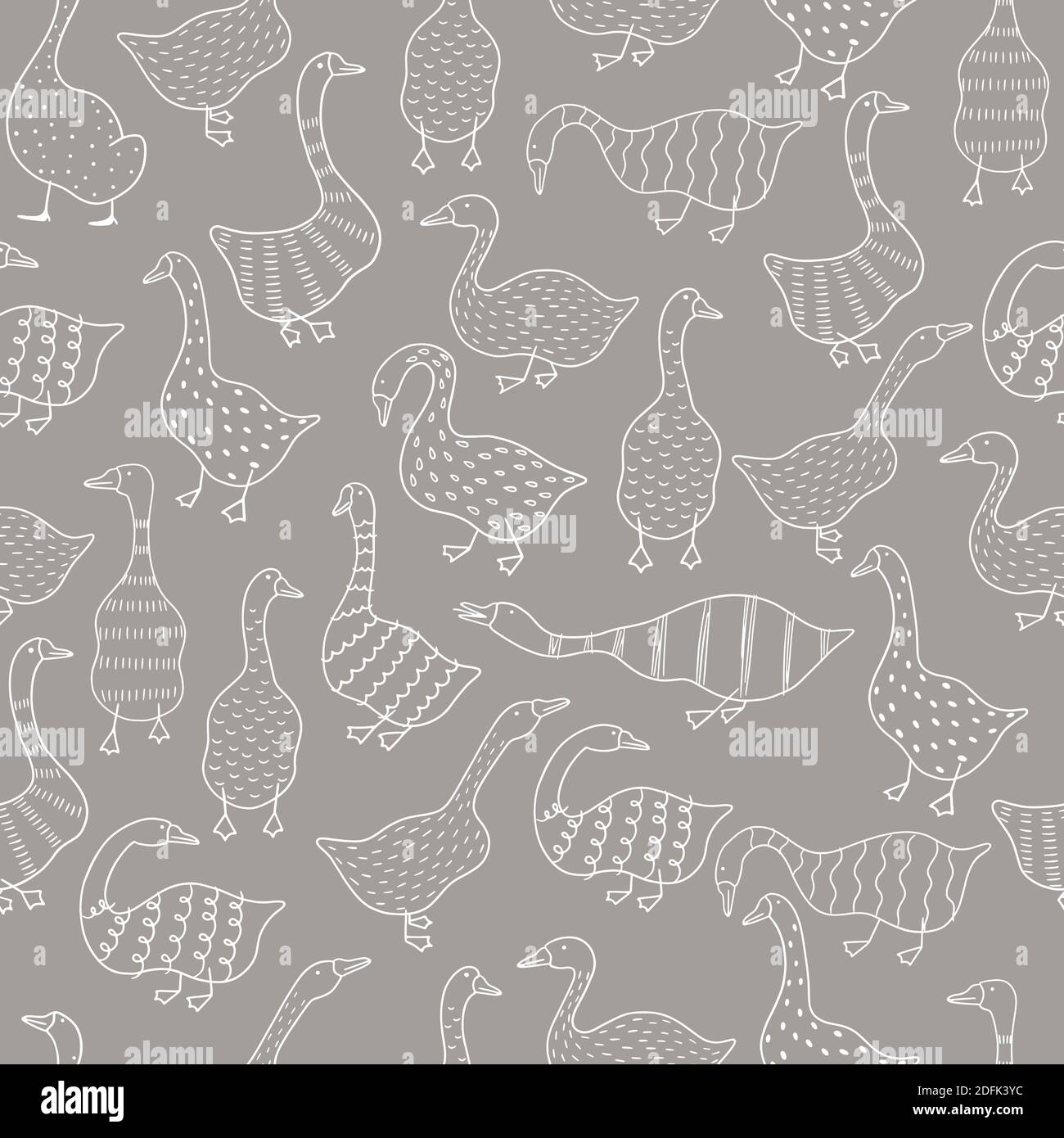 Hand-drawn geese seamless pattern. It can be used for decorating the ...