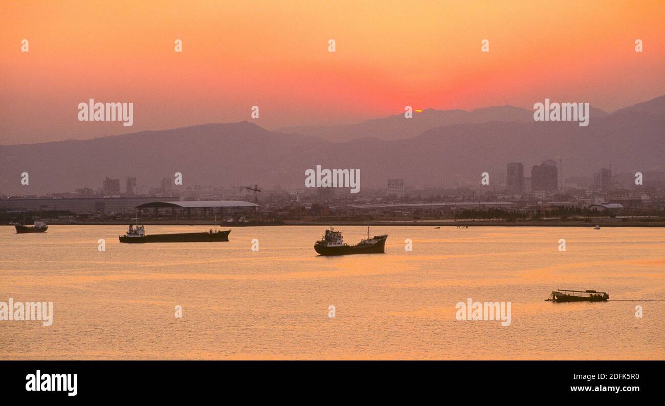 The Mactan Channel in Cebu City, the Philippines, at sunset Stock Photo ...