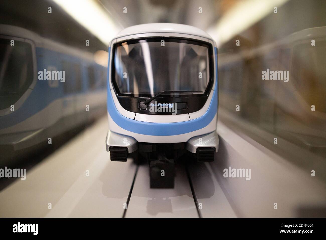 A picture taken on October 2, 2020, miniature version of the new metro ...