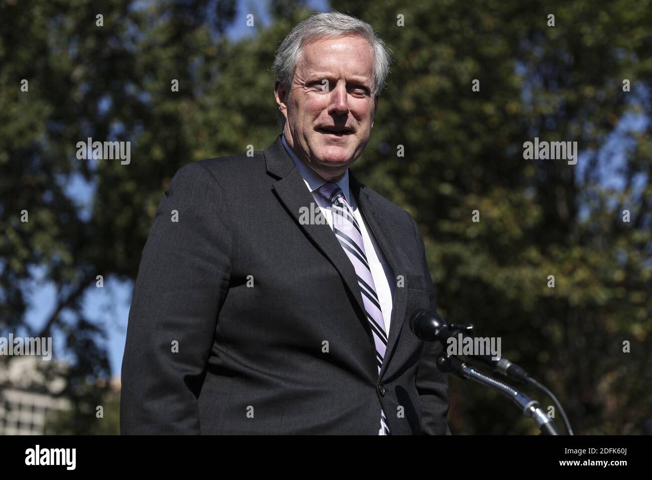 White House Chief of Staff Mark Meadows talks to members of the media ...
