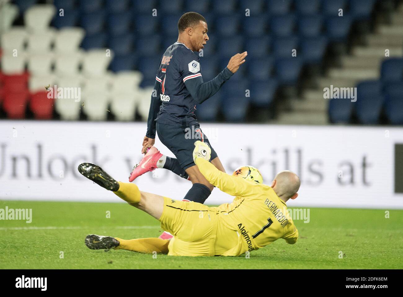 Kylian Mbappe of PSG in action during the Ligue 1 match between Paris ...