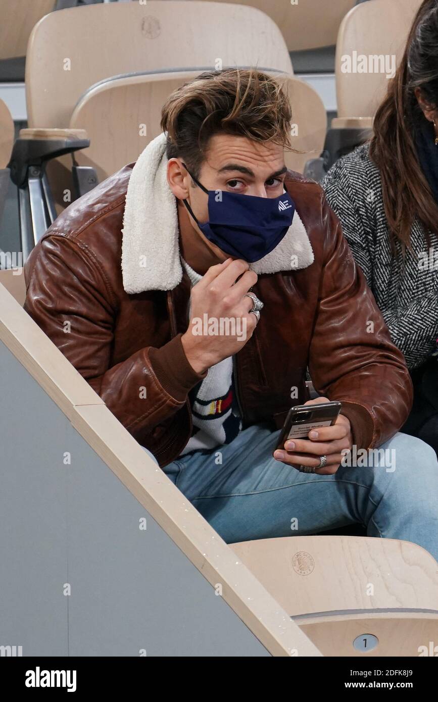 The model Corentin Huard attends the 2020 French Open at Roland Garros ...