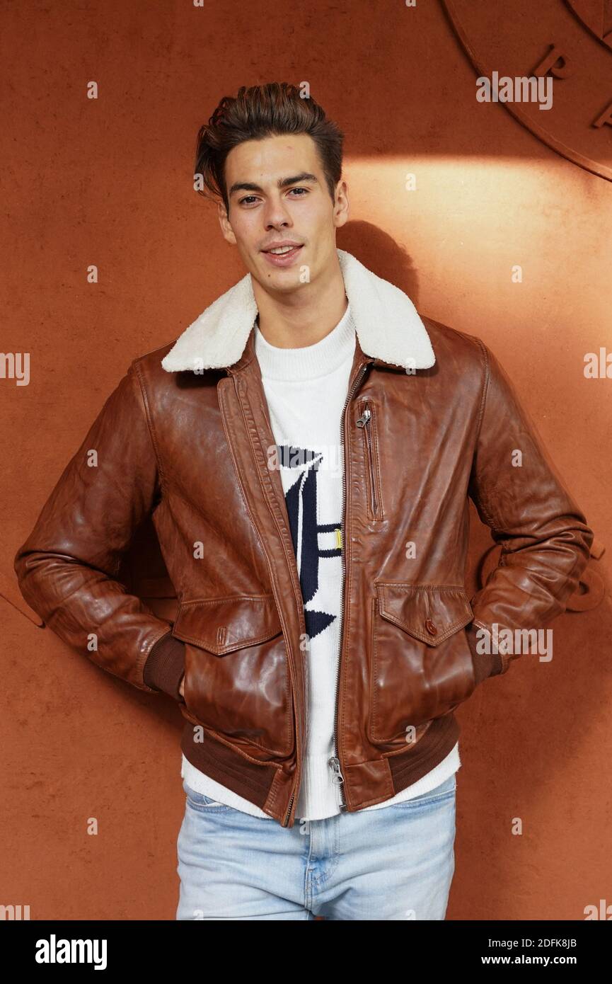 The model Corentin Huard attends the 2020 French Open at Roland Garros ...