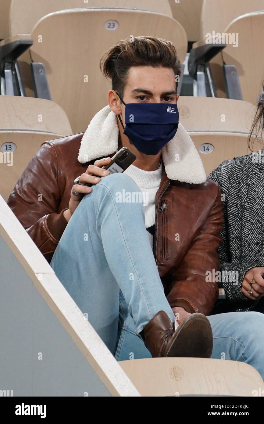 The model Corentin Huard attends the 2020 French Open at Roland Garros ...